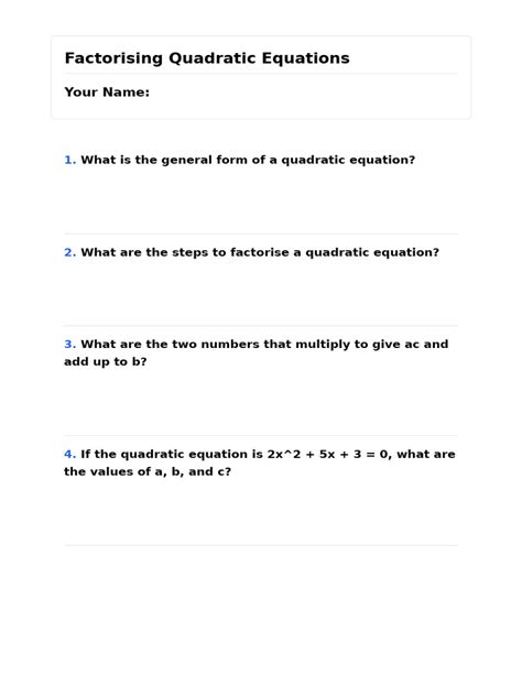 Factorising Quadratic Equations Pdf