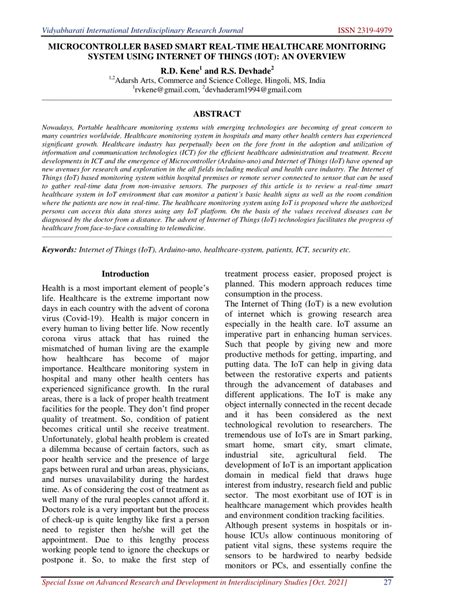 Pdf Microcontroller Based Smart Real Time Healthcare Monitoring