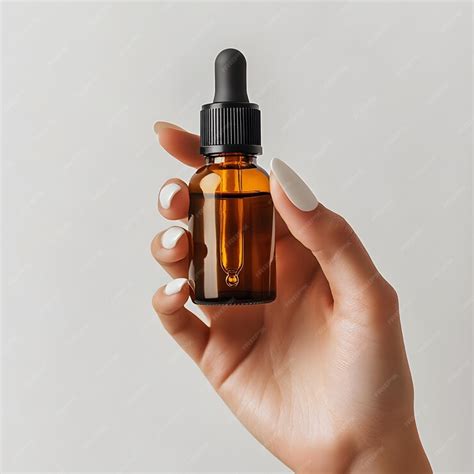 Hand Holding A Brown Glass Dropper Bottle Premium Ai Generated Image