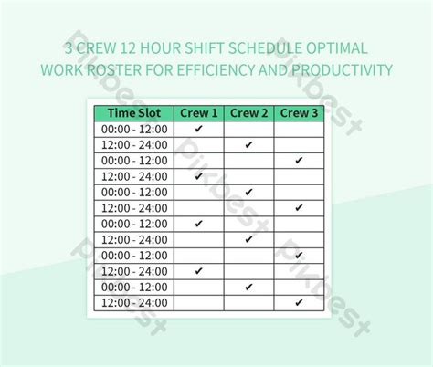 เพิ่มประสิทธิภาพและประสิทธิผลด้วยตารางการทำงานกะ 12 ชั่วโมงสำหรับลูกเรือ 3 คนในอุดมคติ เทมเพลต