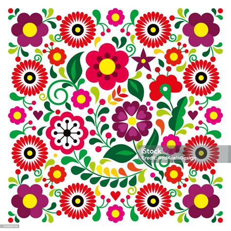 멕시코 복고풍 민속 예술 스타일의 벡터 꽃무늬 인사말 카드 또는 멕시코의 전통 자수에서 영감을 얻은 결혼식 초대장 디자인 멕시코 문화에 대한 스톡 벡터 아트 및 기타 이미지