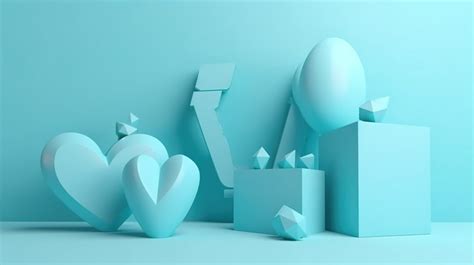 청록색 배경에 파란색 흰색 추상 3d 및 모양 개체 배경 Png  무료 다운로드 Pikbest