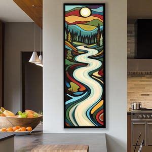 Tall Thin Abstract Nature Wall Art Long Vertical Abstract Canvas Print