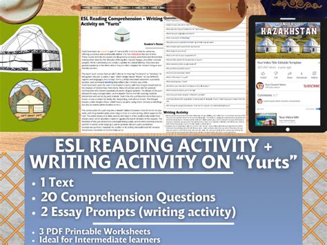 Esl Reading Comprehension Writing Activity Worksheets On Yurts Central Asia Teaching