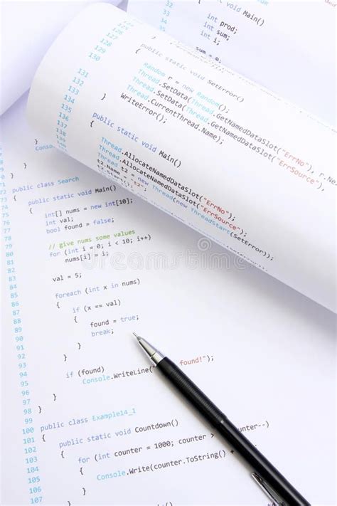 computer programming source code on paper