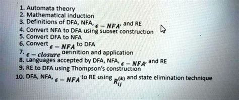 1 Automata Theory 2 Mathematical Induction 3 Definitions Of Dfa Nfa Nfa And Re 4 Convert Nfa To