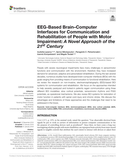 pdf eeg based brain computer interfaces for communication and
