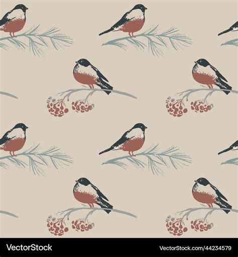 Christmas Seamless Pattern With Hand Drawn Vector Image