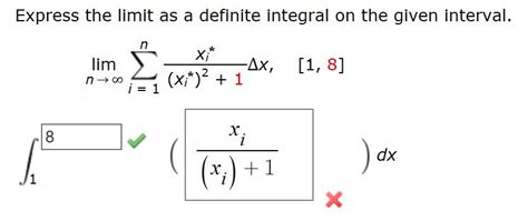Solved Express The Limit As A Definite Integral On The Given Chegg Com