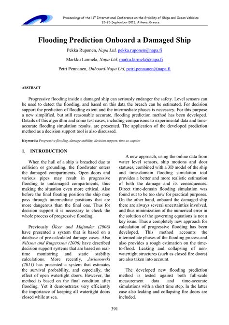 PDF Flooding Prediction Onboard A Damaged Ship