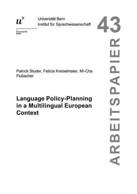 Pdf Language Policy Planning In A Multilingual European Context