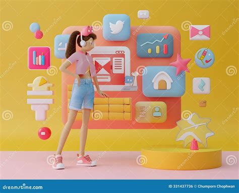 Digital Marketer Analyzing Social Media Statistics With Colorful Infographic Visualizations