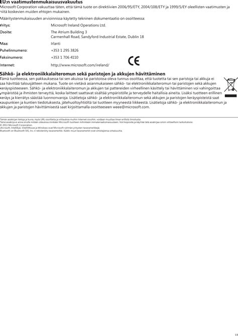 Microsoft 1738 Wireless Keyboard User Manual Statements