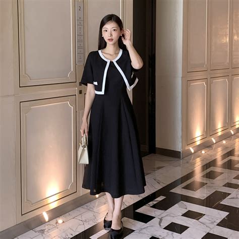 아뜨랑스 국내제작 린넨라이크쿨링하객룩 부티크 트위드 투피스 롱 플레어 반팔 원피스 하객룩원피스 데이트룩소개팅룩격식