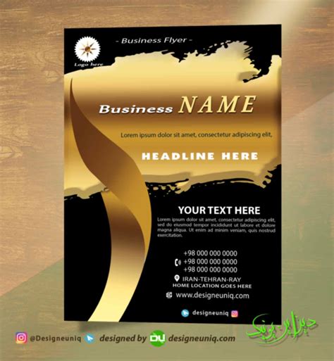 تراکت تبلیغاتی مشکی طلایی خاص لایه باز Psd Format دیزاین یونیک