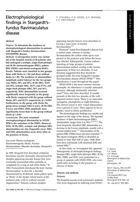 Pdf Electrophysiological Findings In Stargardts Fundus