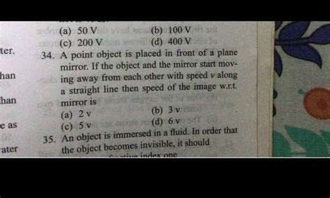 A Point Object Is Placed In Front Of A Plane Mirror If The Object And Th