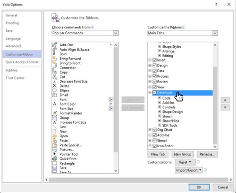 Visio Tips Enabling The Developer Ribbon Independent Software
