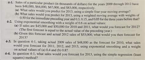 solved 4 1 sales of a particular product in thousands of