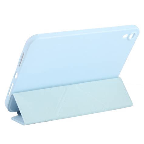 다중 접이식 수평 플립 허니 콤 Pu 가죽 충격 방지 Tpu 태블릿 케이스 Ipad 미니 6 스카이 블루