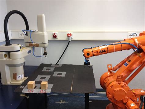 the multi robot setup of two industrial robots and a working platform download scientific diagram
