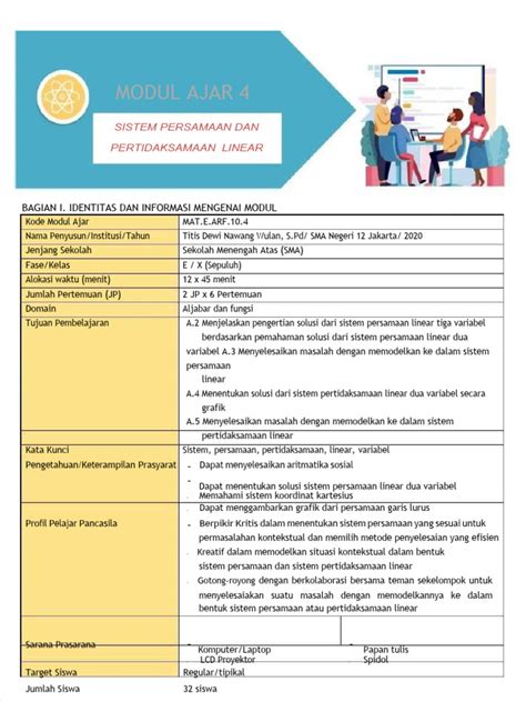 Pdf Modul Ajar Matematika Sistem Persamaan Dan Pertidaksamaan Linear