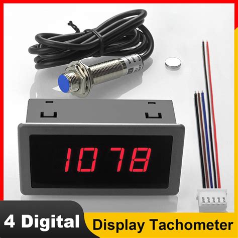 RPM Speed Meter 4 Digital LED Display Tachometer With Hall Proximity Switch Sensor For Motor