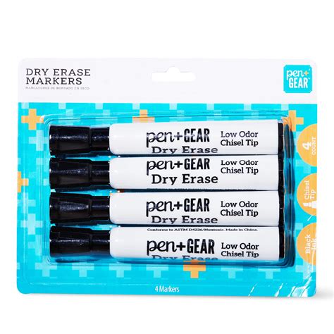 Pen Gear Jumbo Dry Erase Markers Chisel Tip Black 4 Pack Walmart Com