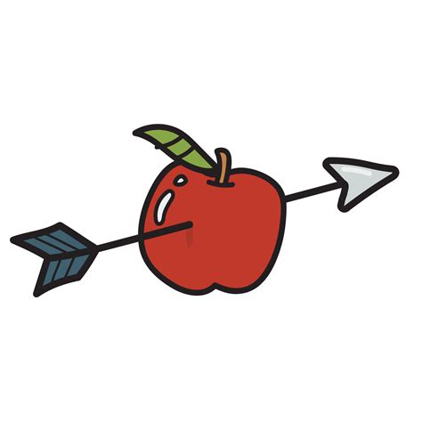 Apple With Arrow Doodle Style PNG