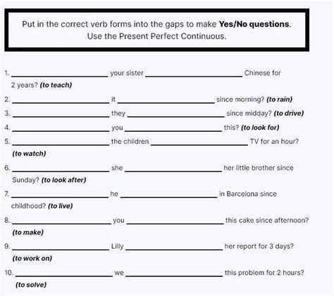 Put In The Correct Verb Forms Into The Gaps StudyX