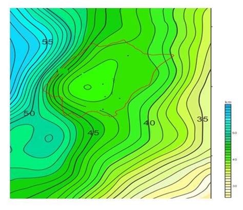 ．contour Map Of The Depth Of The Moho Surface In The Sichuan Basin And Download Scientific