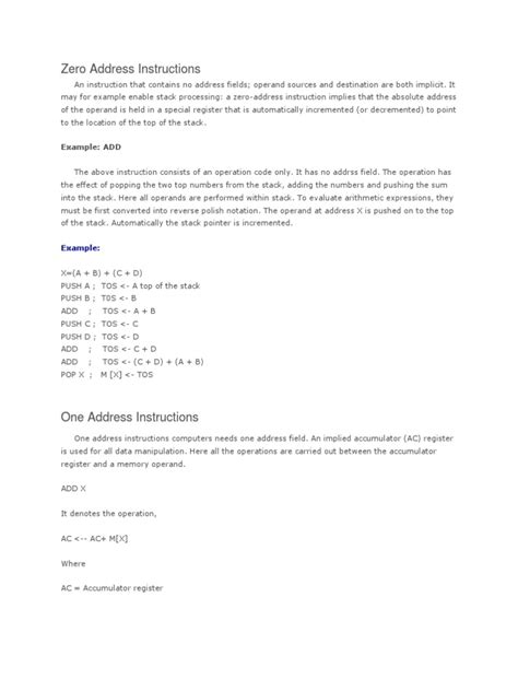 Zero Address Instructions Pdf Central Processing Unit Computer Hardware