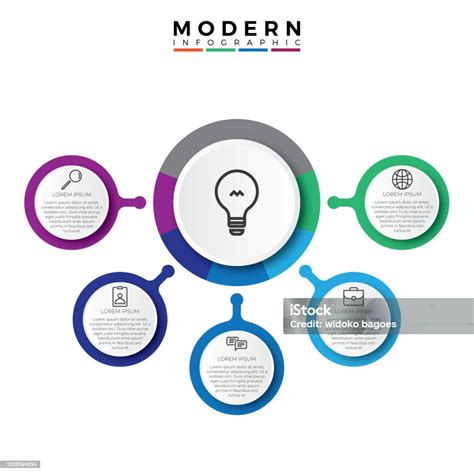 비즈니스 데이터 시각화 프로세스 차트입니다 단계 옵션 부품 또는 프로세스가 있는 그래프 다이어그램의 추상 요소입니다 프레젠테이션을 위한 벡터 비즈니스 템플릿입니다 5가지
