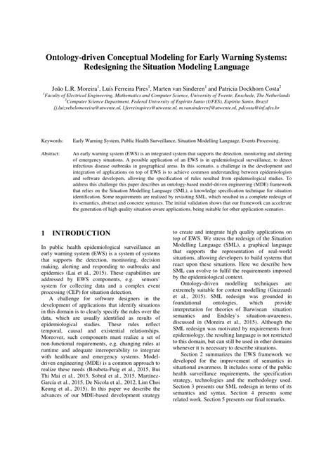 Pdf Ontology Driven Conceptual Modeling For Early Warning Systems Redesigning The Situation