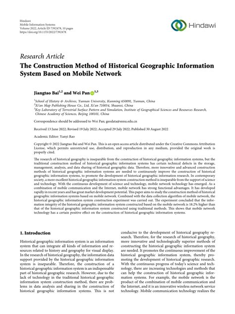 Pdf The Construction Method Of Historical Geographic Information System Based On Mobile Network