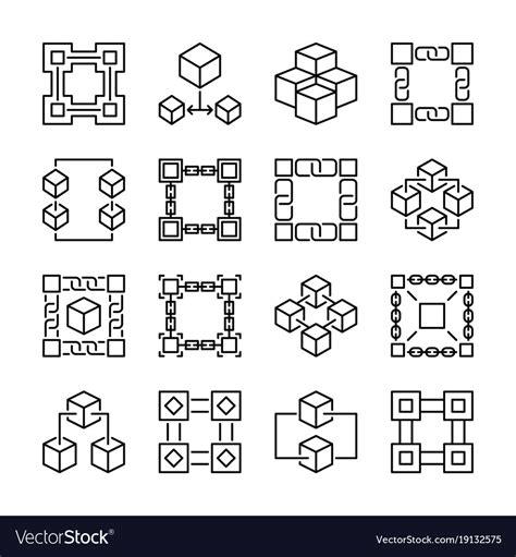 Block Chain Icons Collection Of 16 Royalty Free Vector Image