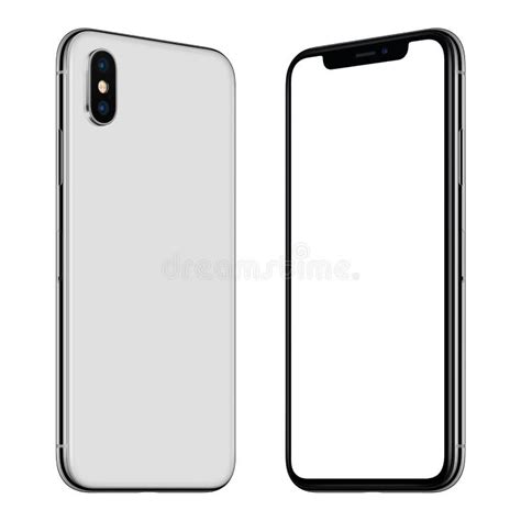 New White Smartphone Similar To Iphone X Mockup Front And Back Sides Rotated And Facing Each