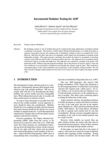 Pdf Incremental Modular Testing For Aop