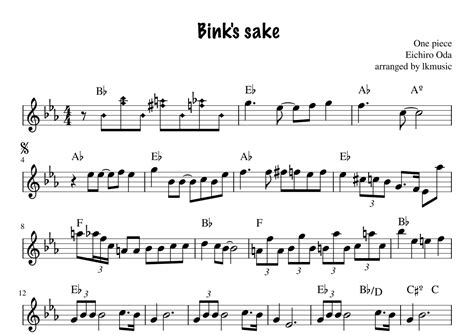 Bink S Sake By One Piece Sheet Music For Violin And Piano At Sheet Music Direct