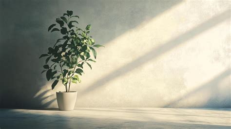 Plant In A Modern Interior With Sunlight Streaming Through Minimalist