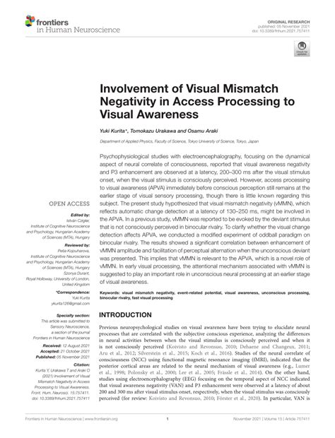 Pdf Involvement Of Visual Mismatch Negativity In Access Processing To Visual Awareness