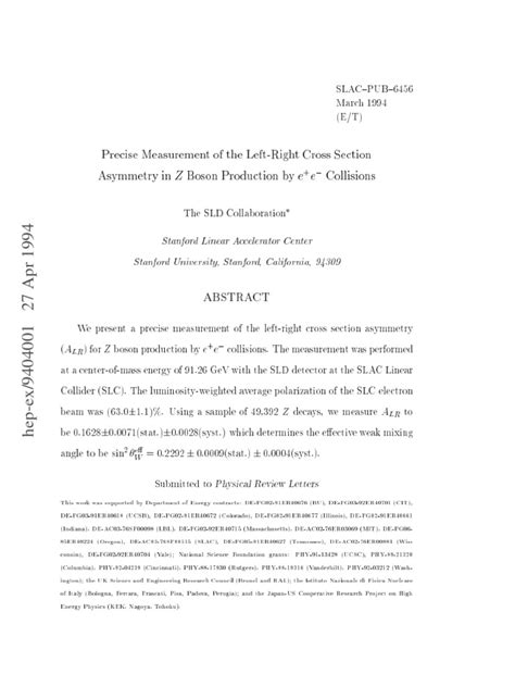 Precise Measurement Of The Left Right Cross Section Asymmetry In Z