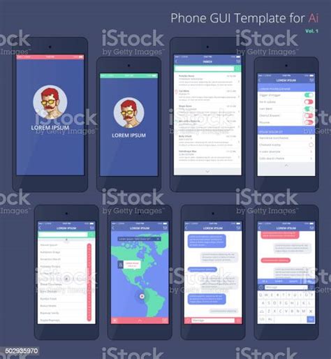 Vector Phone Gui Template For Ai Wireframe Ui Kit向量圖形及更多插圖畫家圖片 Istock