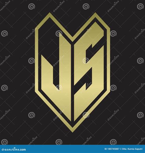 Js Logo Monogram With Emblem Line Style Isolated On Gold Colors Stock