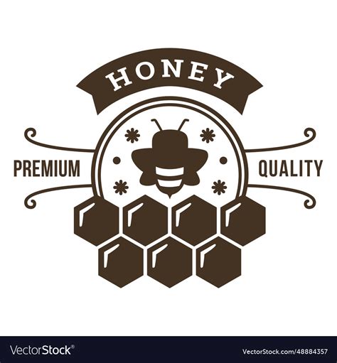 Honey Premium Quality Honeycomb Badge Royalty Free Vector