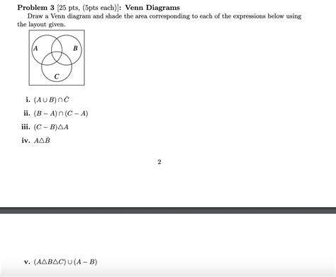 Solved Problem 3 [25 Pts 5pts Each ] Venn Diagrams Draw A