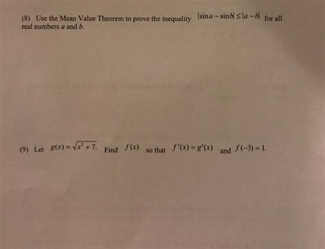 Solved Use The Mean Value Theorem To Prove The Inequality Chegg