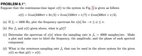 Solved Problem 61suppose That The Continuous Time Input