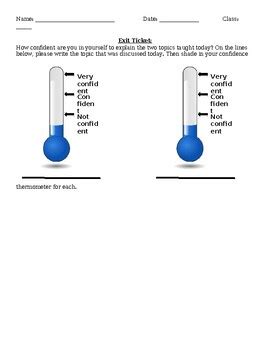 Confidence Thermometer Exit Ticket By Catherine DiMaulo TPT