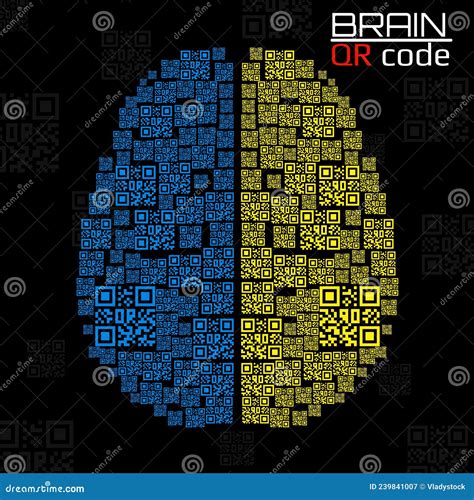 QR Code Brain Silhouette Human Brain With Qr Code Stock Vector Illustration Of Science Think